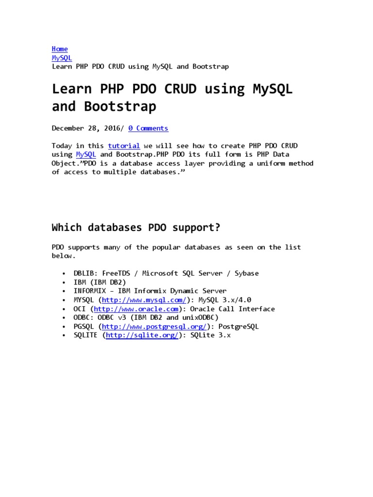 Crud | PDF | Html | My Sql