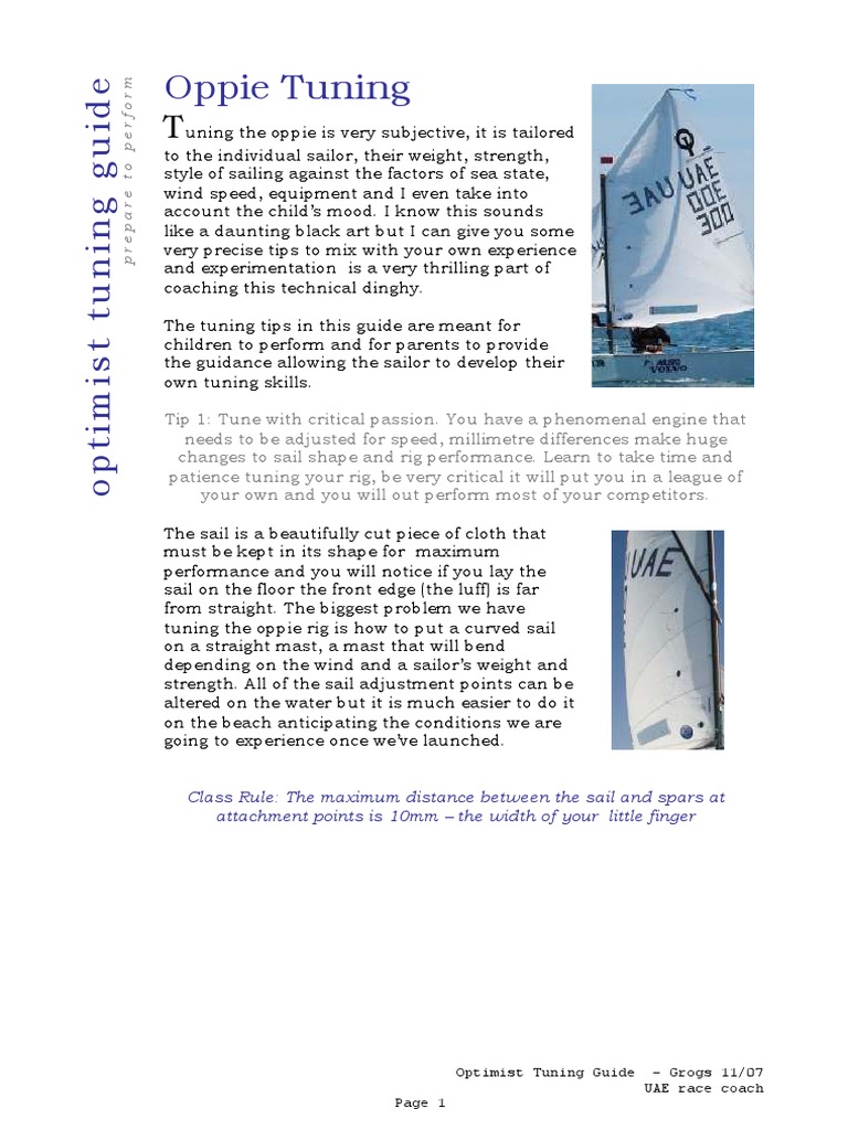Optimist Tuning Guide | PDF | Sail | Rigging