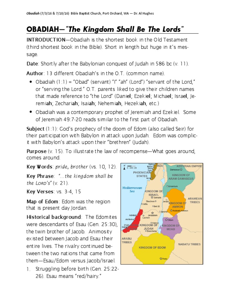 OBADIAH-"the Kingdom Shall Be The Lords" | PDF | Books Of The Hebrew ...