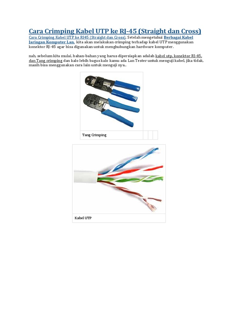 Panduan Crimping Kabel UTP | PDF