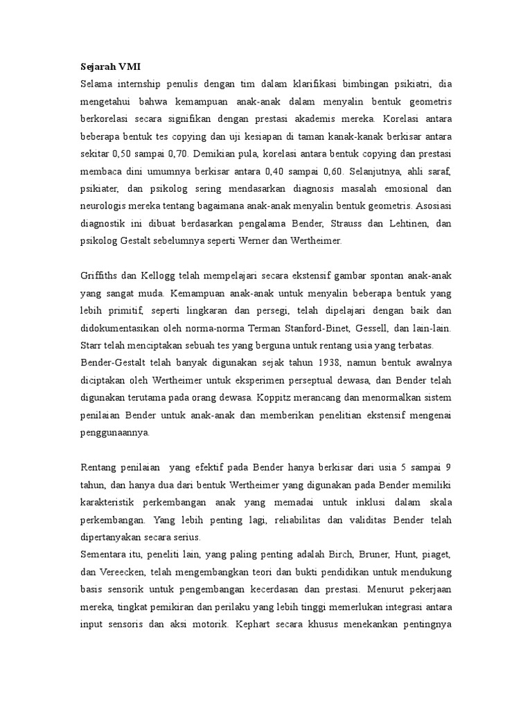 Sejarah dan Penggunaan Tes VMI | PDF | Kesehatan Holistik