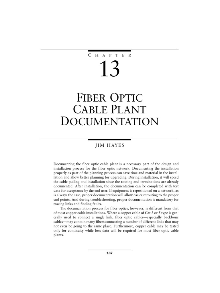 Fiber Optic Cable Plant Documentation PDF | PDF | Optical Fiber ...