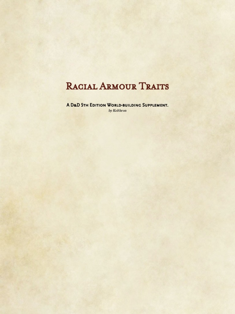D&D 5e Racial Armour Traits | PDF | Dungeons & Dragons | Armour