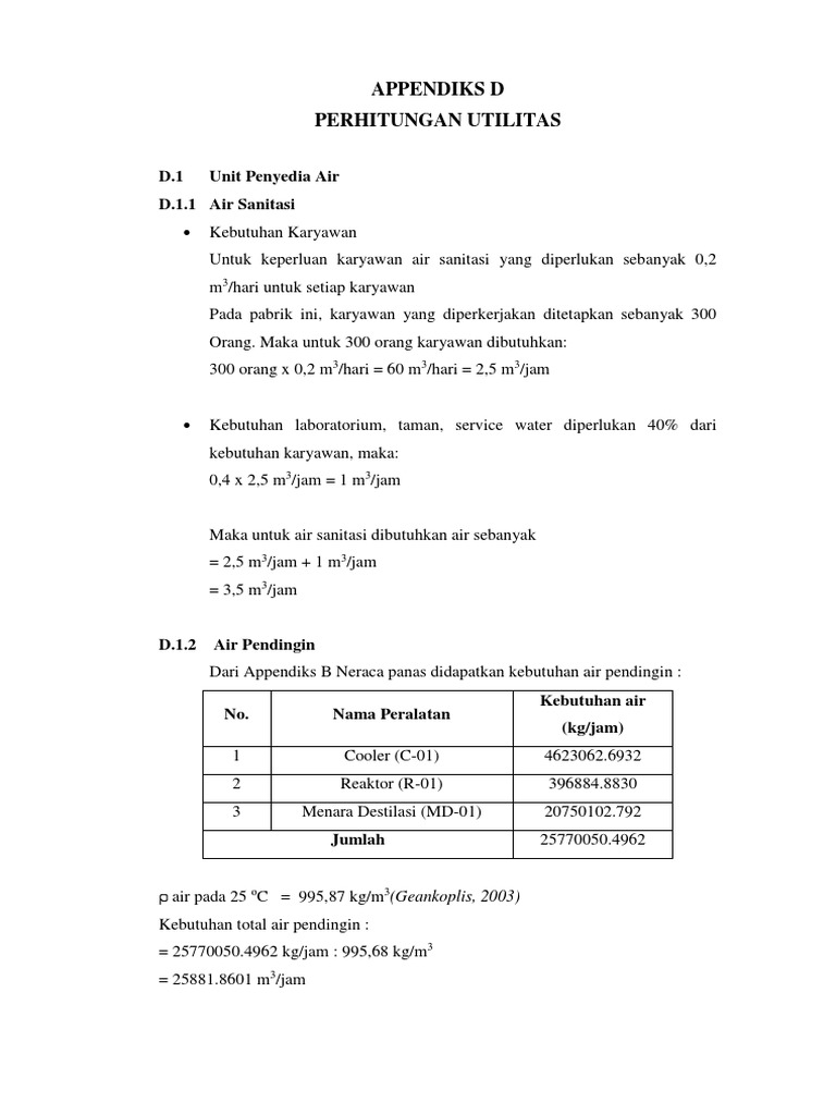 Appendix D - Perhitungan Utilitas-1 | PDF