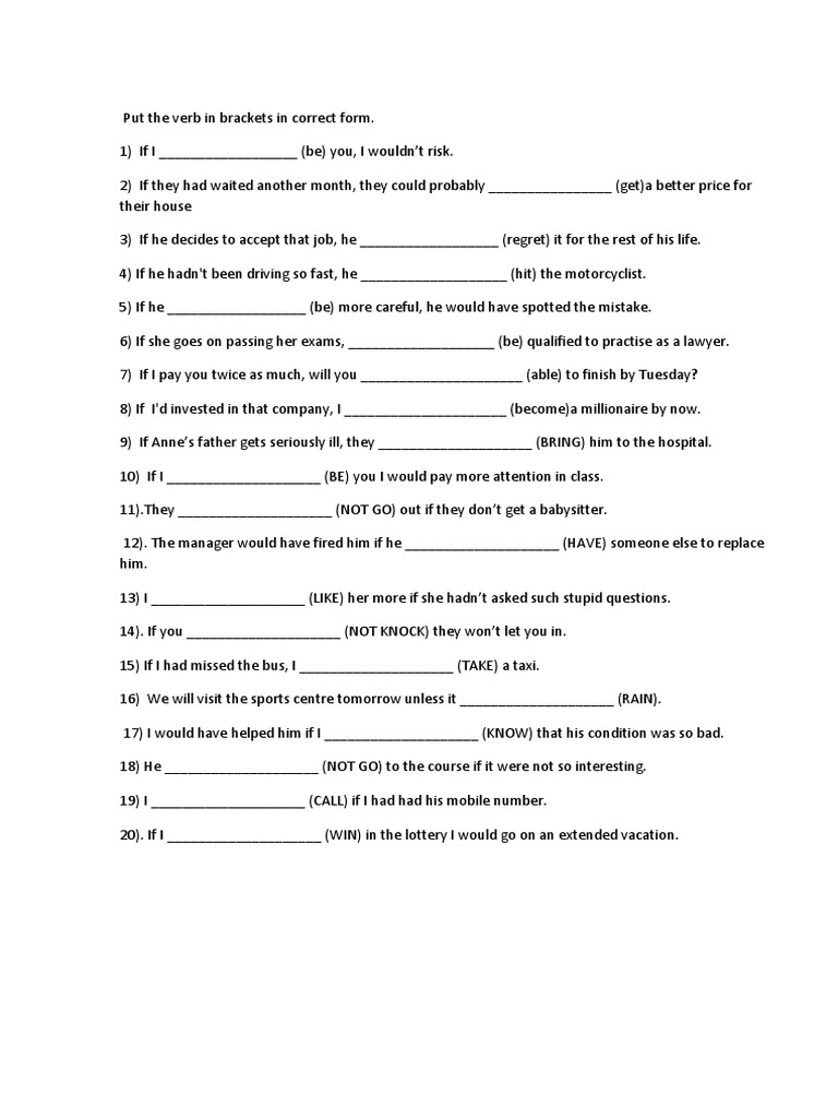 Unit 9 Conditionals-თეორიული სავარჯიშო | PDF