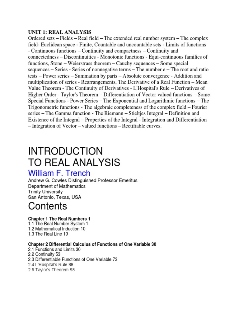 Unit 1 Real Analysis | PDF | Series (Mathematics) | Real Analysis