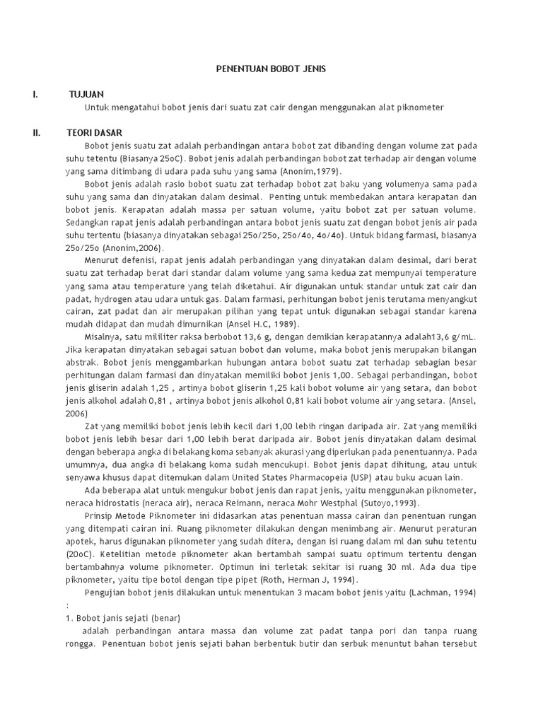 Penentuan Bobot Jenis | PDF