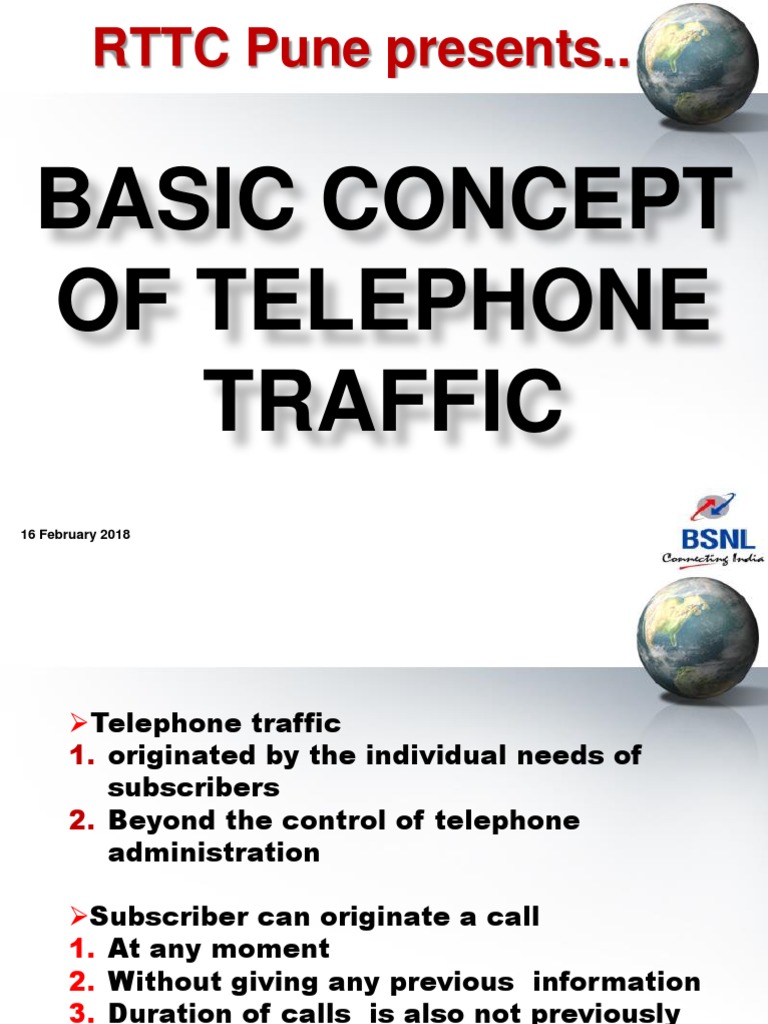 RTTC Pune Presents..: Basic Concept of Telephone Traffic | PDF ...
