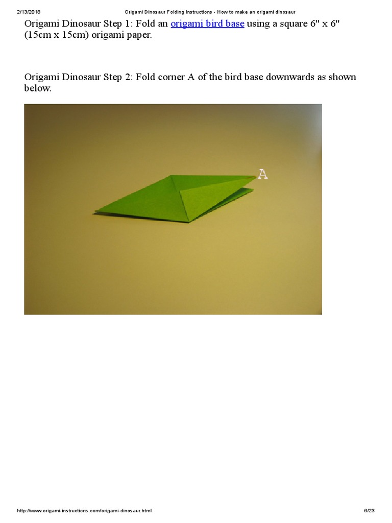 How To Make An Origami Dinosaur | PDF | Origami | Printing Materials