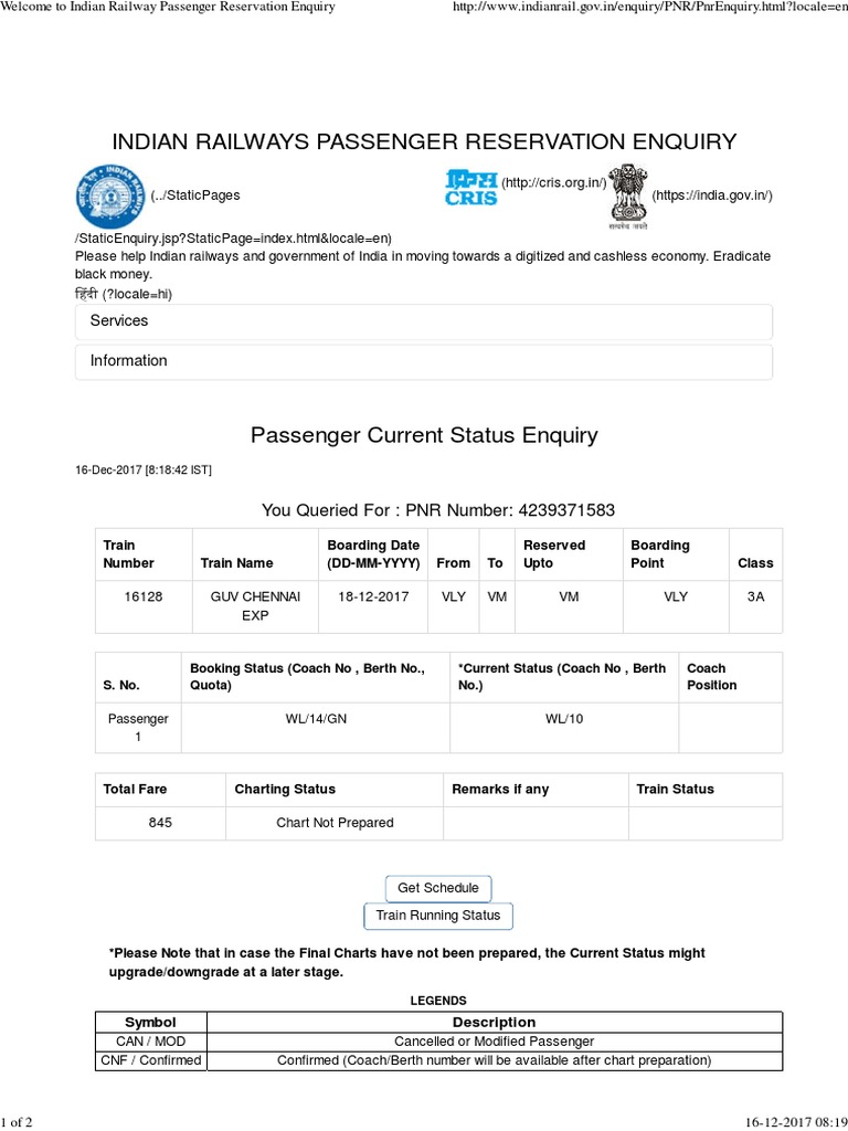 Welcome To Indian Railway Passenger Reservation Enquiry PDF | PDF ...