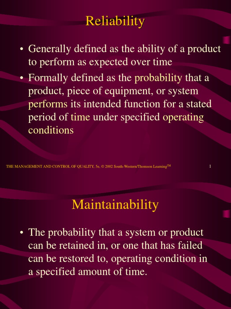 Reliability: Probability Performs Time Operating Conditions | PDF ...