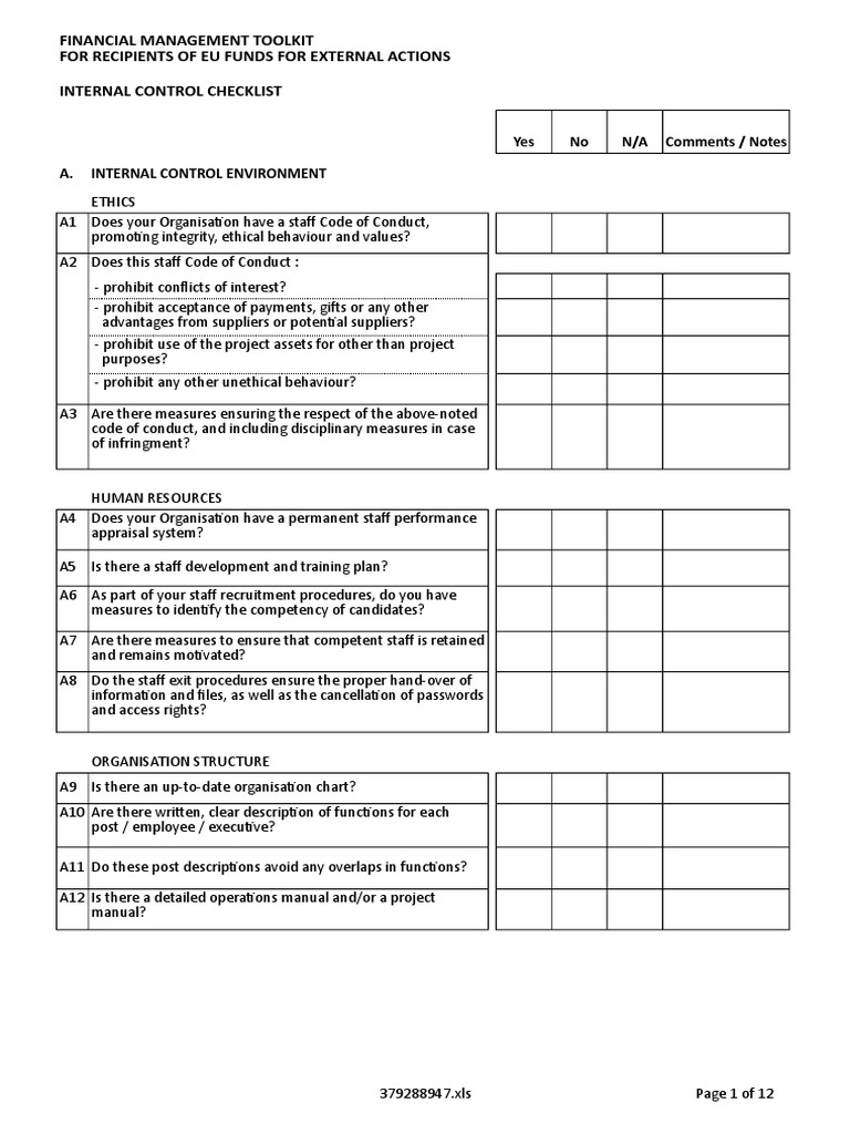 Module1 Internal Control Checklist en 0 | Download Free PDF | Cheque ...