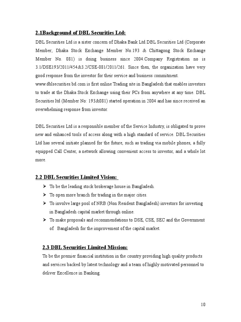 2.1background of DBL Securities LTD | PDF | Securities (Finance ...