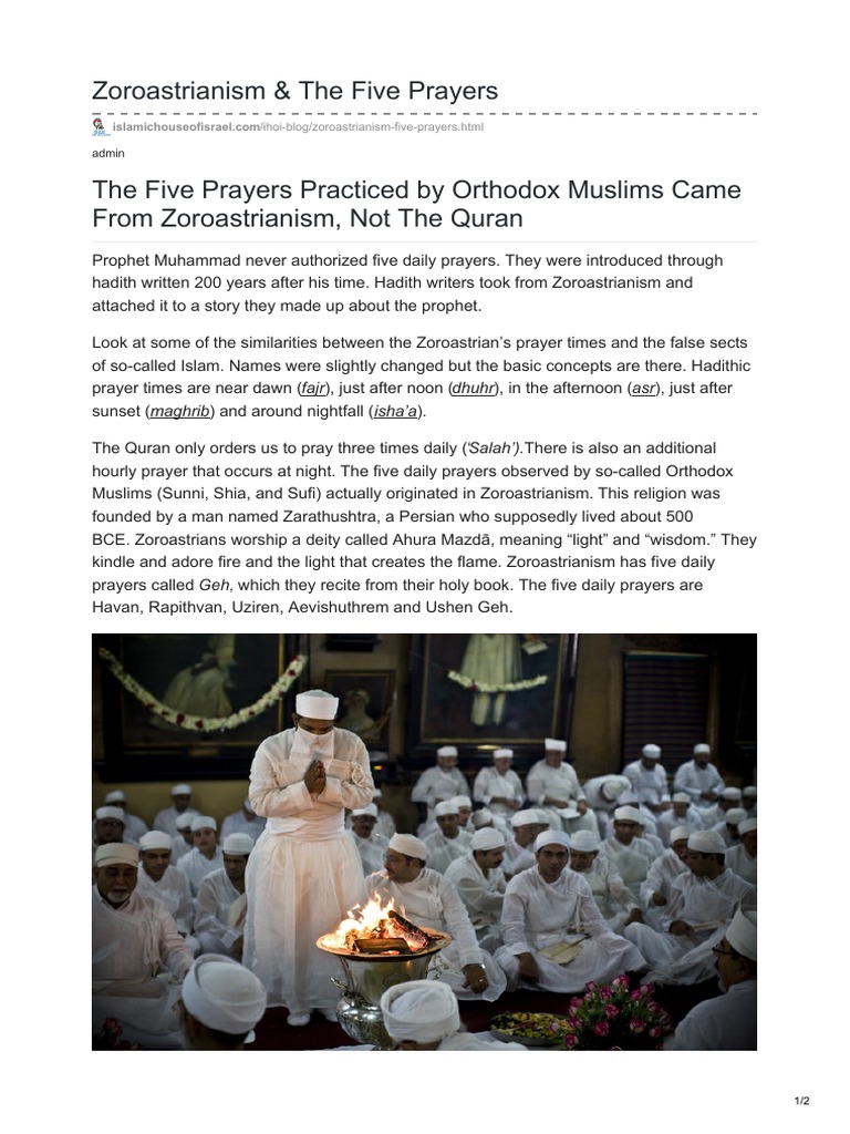 The Origins of the Five Daily Prayers in Zoroastrianism Rather than the ...
