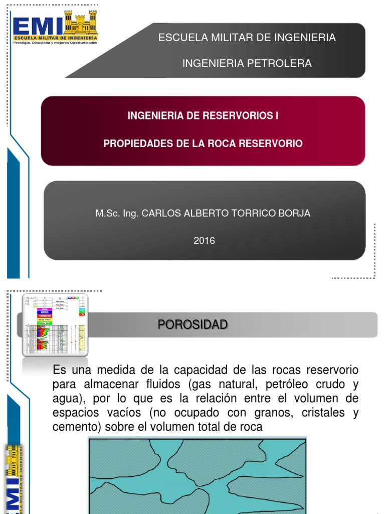 Ingenieria de Reservorios I Emi Propiedades de La Roca Reservorio | PDF ...
