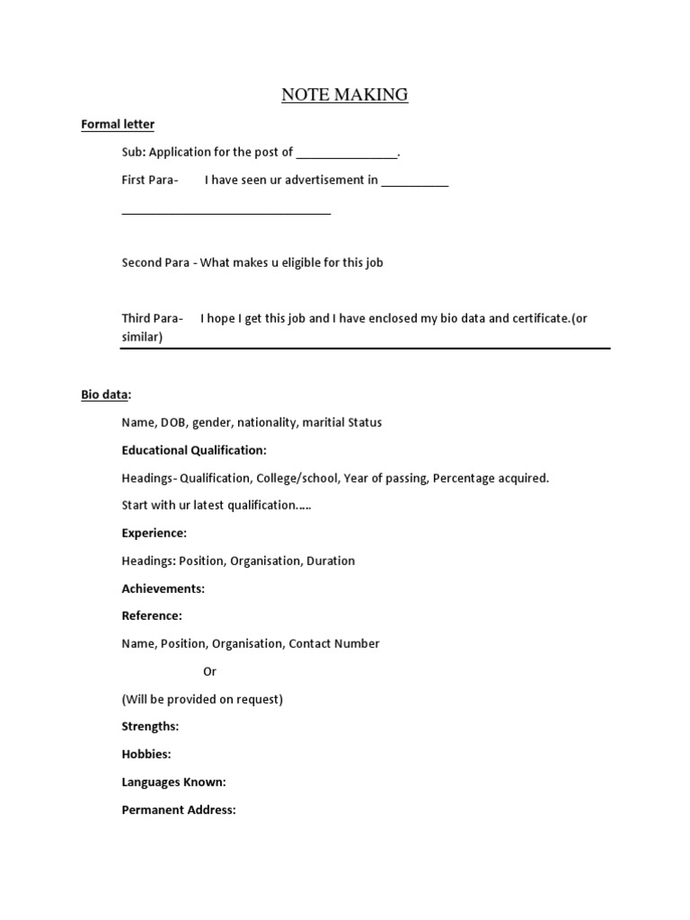 Job Application Format Grade 11 With Example. | PDF | Further Education