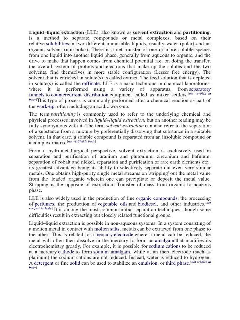 Solubilities: Liquid-Liquid Extraction (LLE), Also Known As Solvent ...
