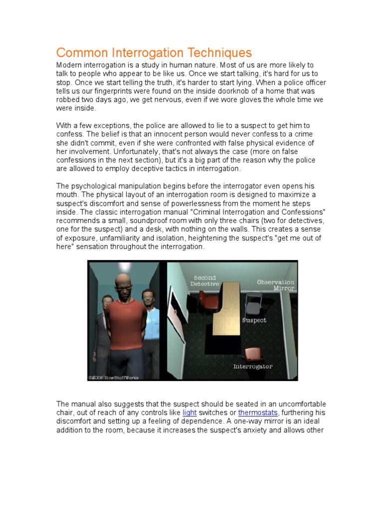 Common Interrogation Techniques | PDF | Interrogation | Detective