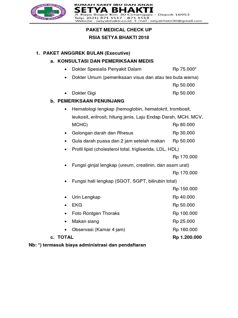 Paket Medical Check Up | PDF
