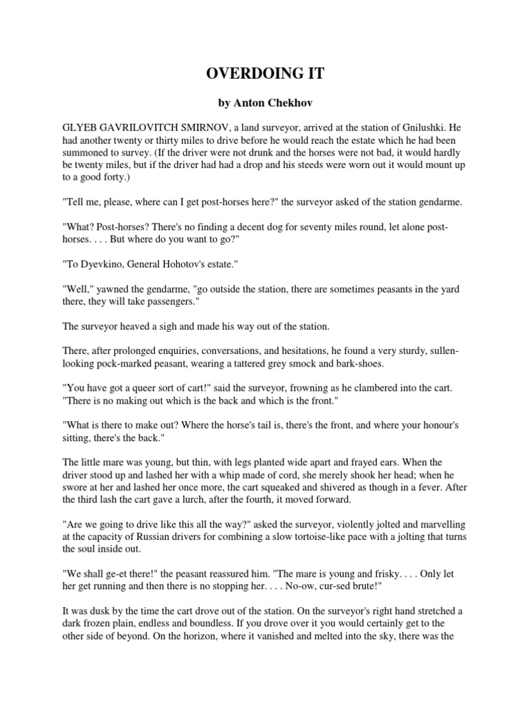 Overdoing It: by Anton Chekhov | PDF | Nature