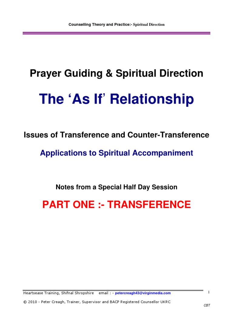 Transference and Spiritual Direction | Download Free PDF | Intimate ...