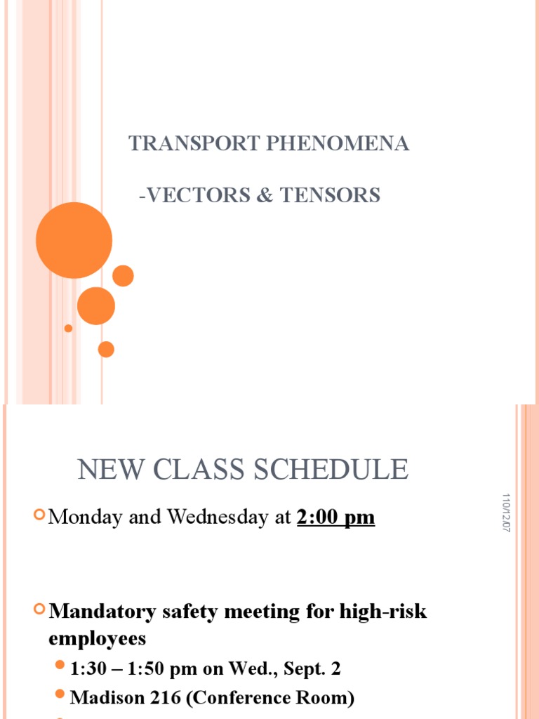 Transport Phenomena - Vectors & Tensors | PDF | Coordinate System | Tensor