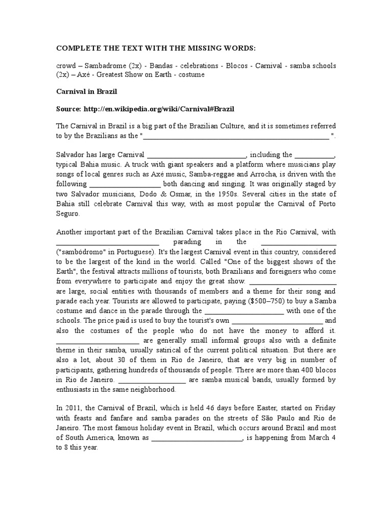 Carnival Text | PDF | Parade | Brazil