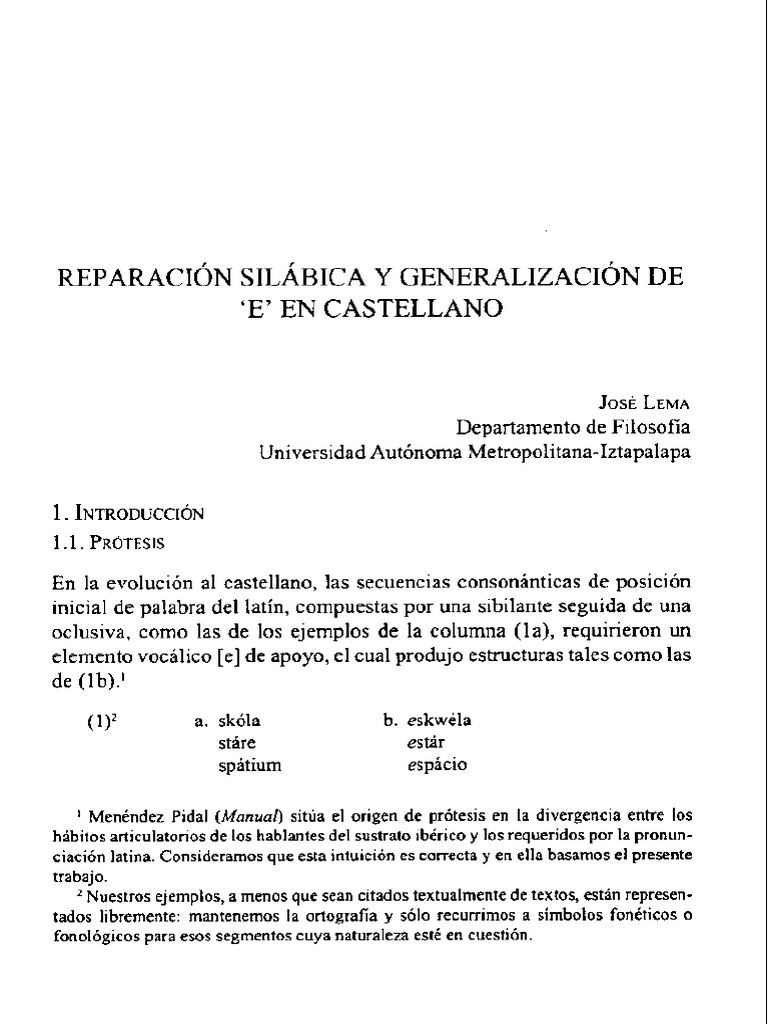 Epéntesis de E - José Lema | PDF