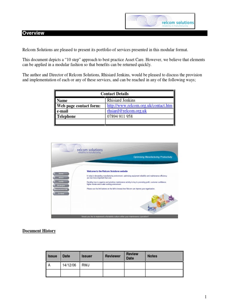 10 Steps To Asset Care | PDF | Audit | Reliability Engineering