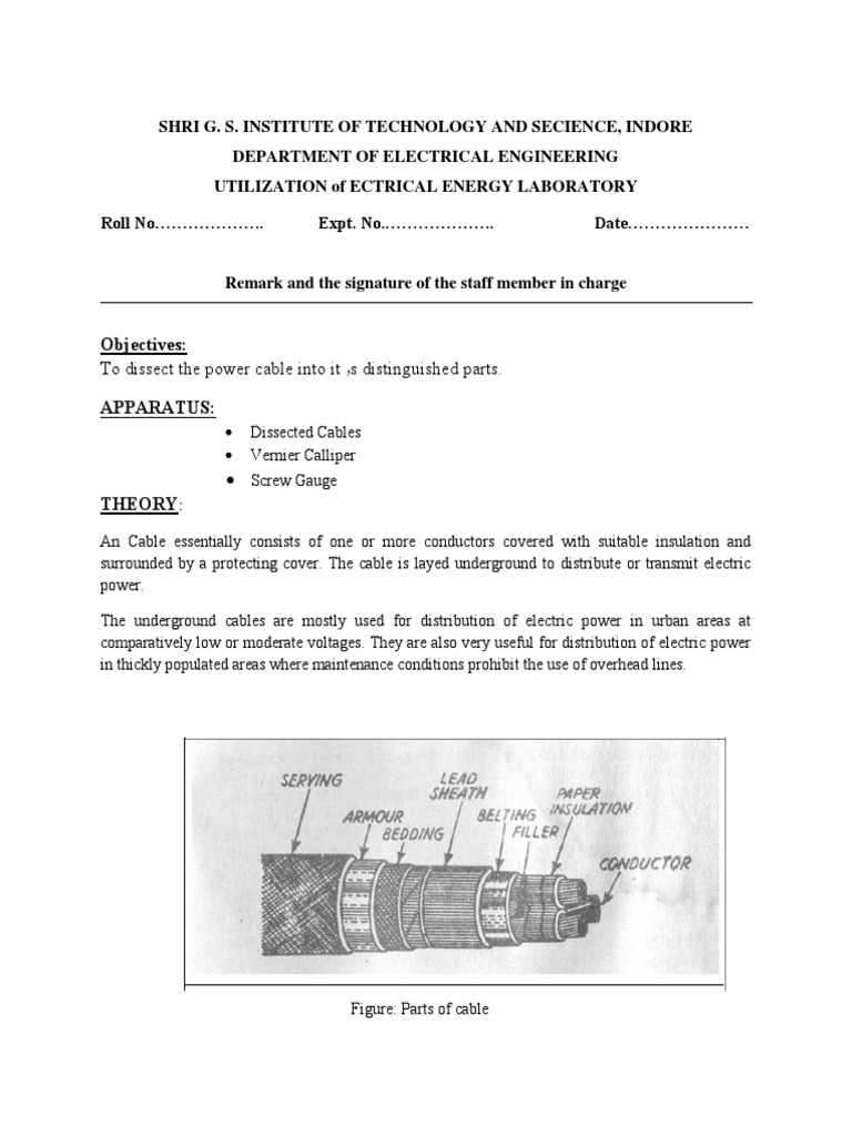 Objectives:: To Dissect The Power Cable Into It S Distinguished Parts ...