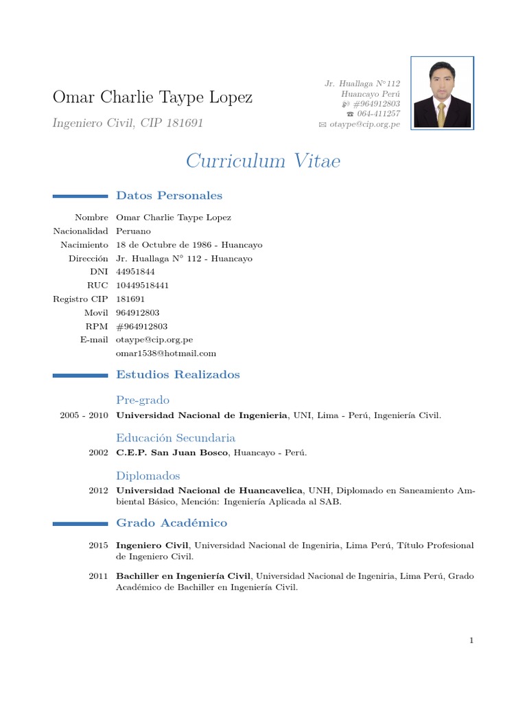 CV. Omar | PDF | Perú | Ingeniería