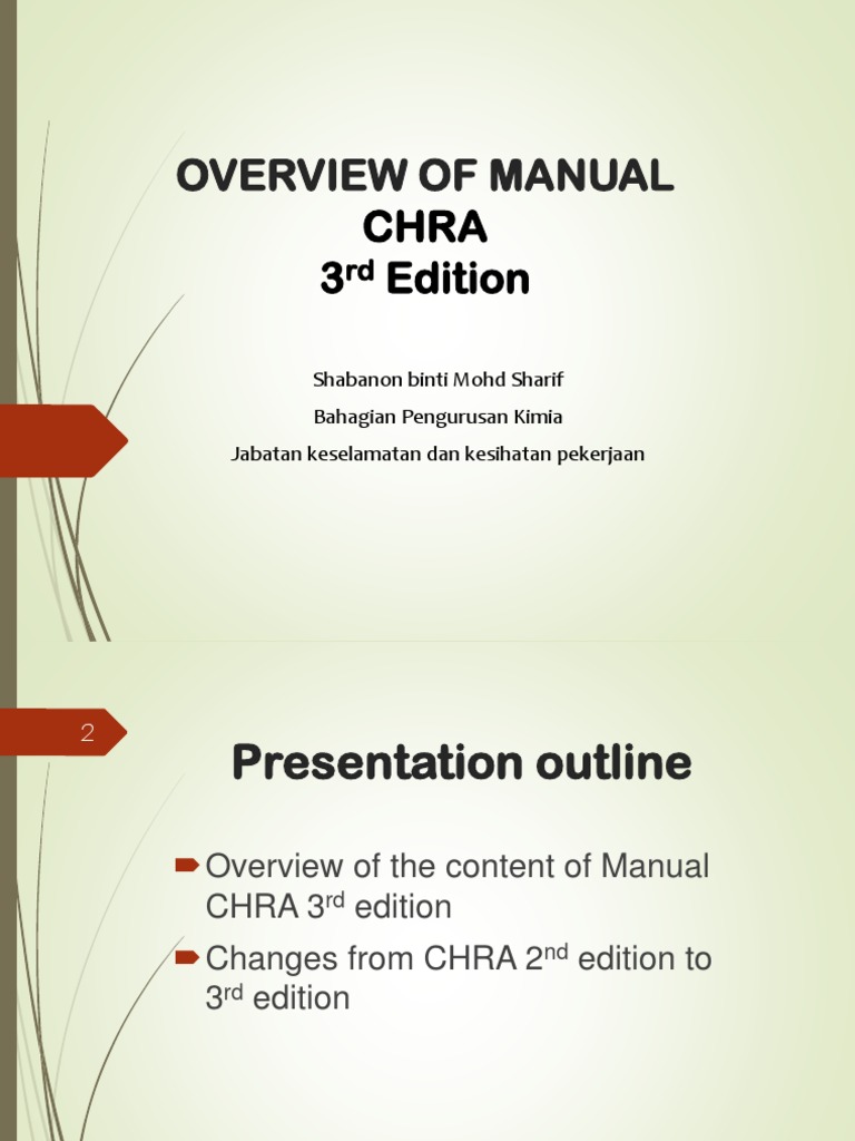 Overview CHRA 3rd Ed-Taklimat Pusat Pengajar | PDF | Hazards | Toxicity
