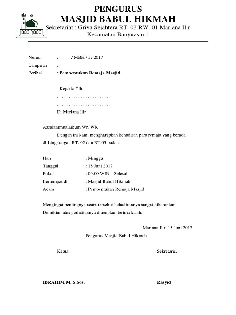 Proposal Remaja Masjid | PDF