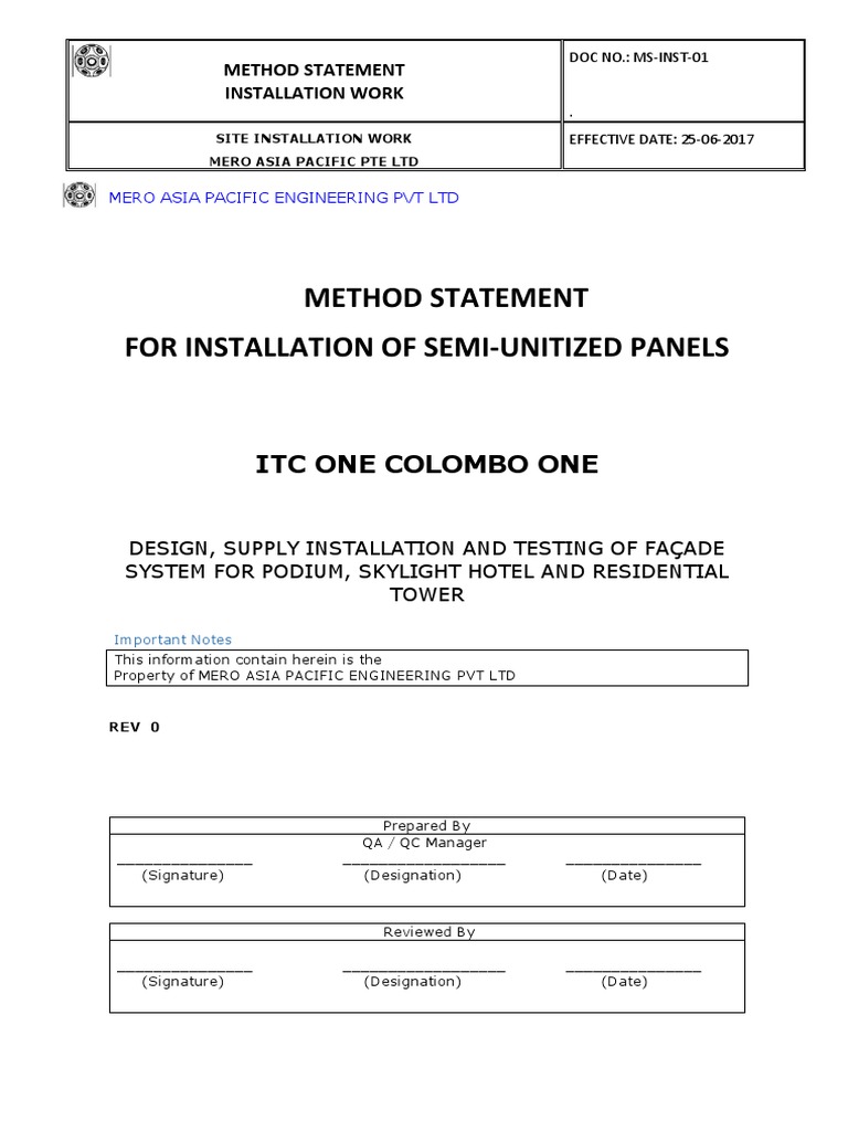 Method Statement - Site Installation - ITC | Electrical Connector ...