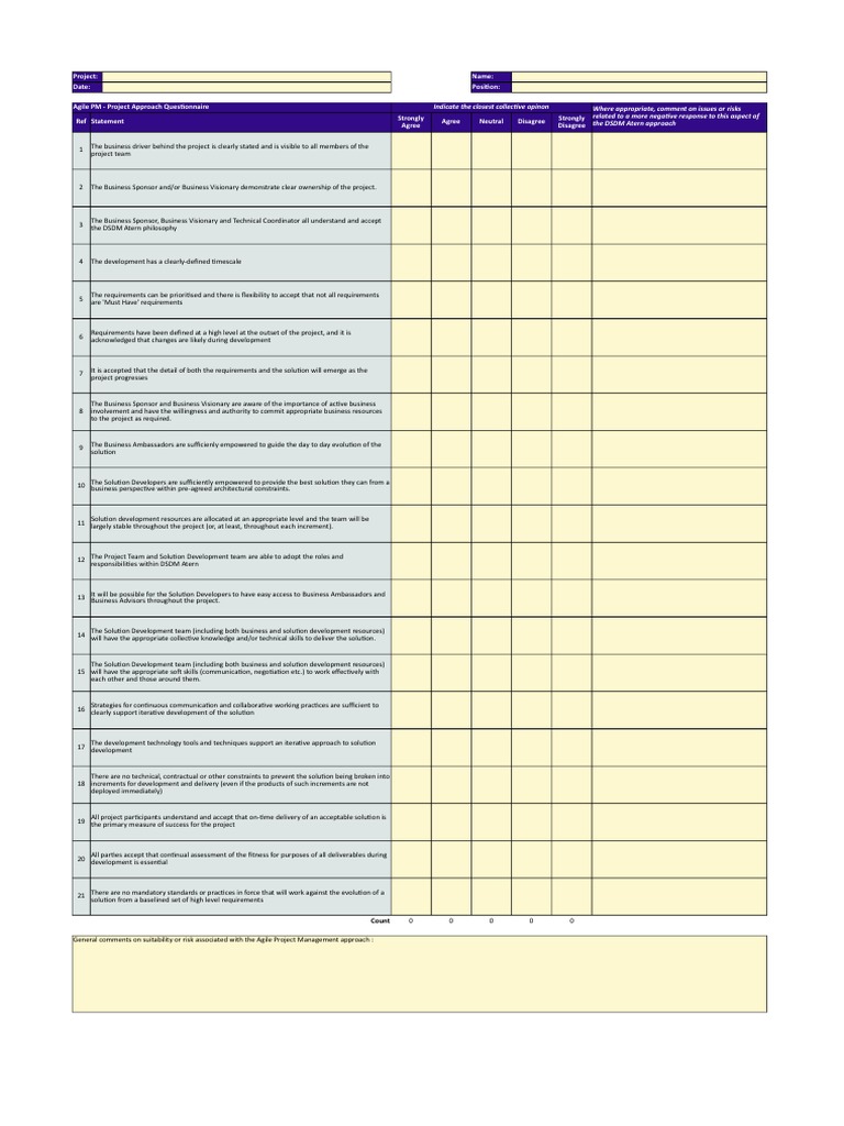 Project: Name: Date: Position: Agile PM - Project Approach ...