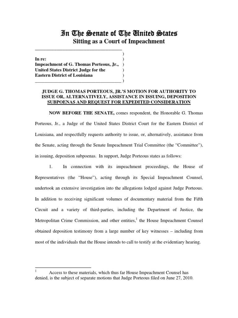 2010-06-29 Porteous Motion Re Depositions | PDF | Deposition (Law ...