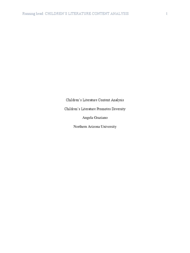 Diversity in Children's Literature Analysis | PDF | Multiculturalism ...
