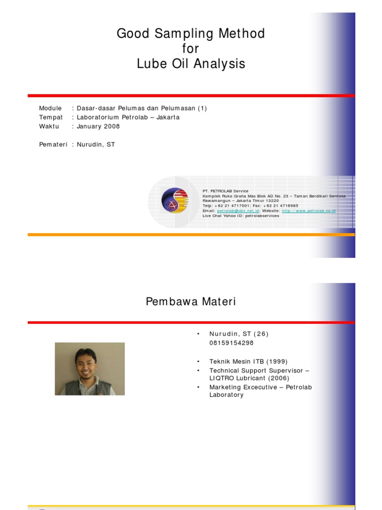 02a - Good Sampling Method For Lube Oil Analysis - Petrolab | PDF