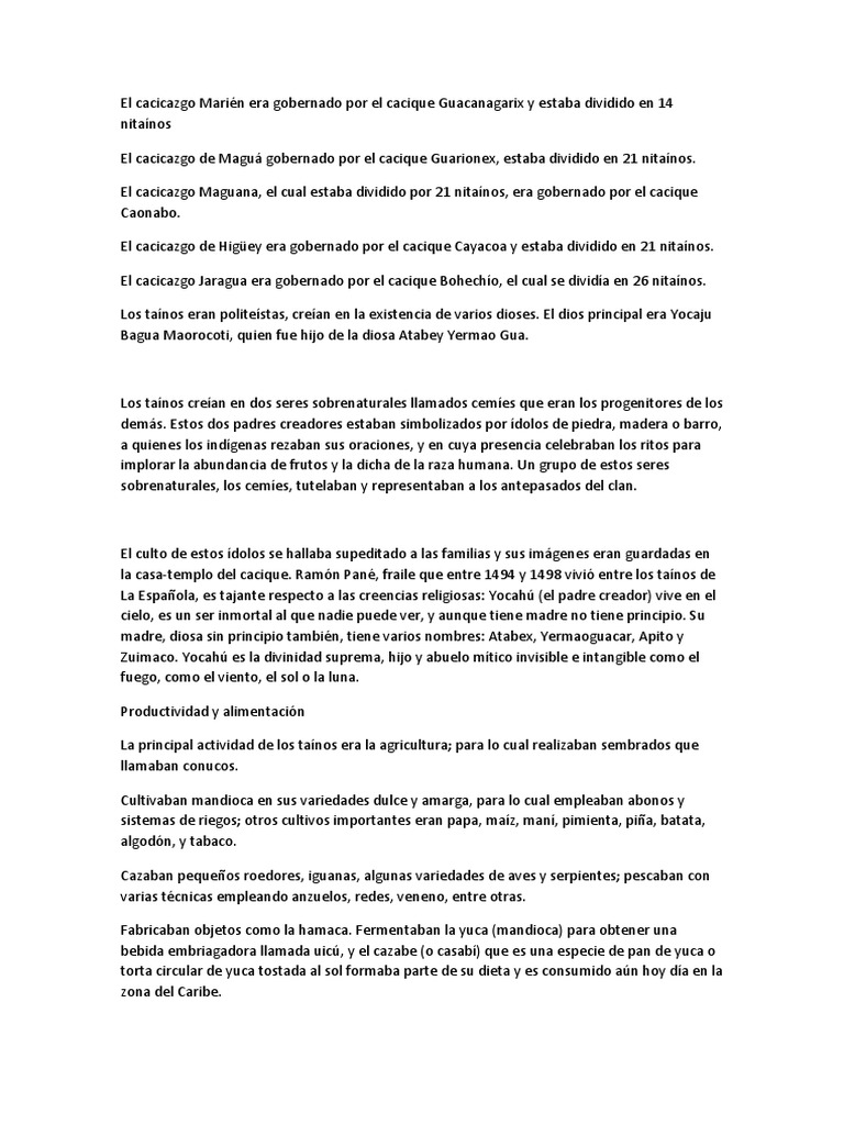 Tainos | PDF | Pueblos Indígenas de las Américas | República Dominicana