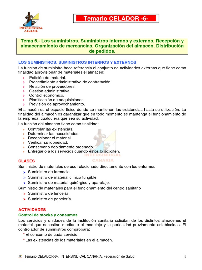 Tema 6 Suministros | PDF | Código de barras | Almacén