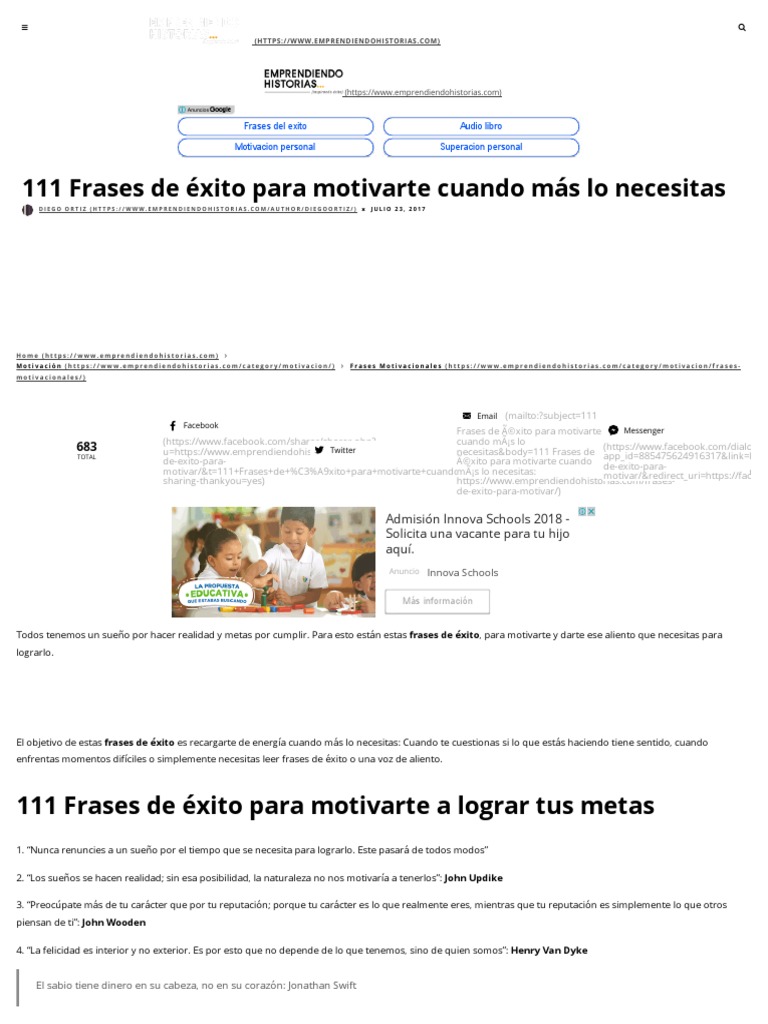 111 Frases de Éxito para Motivarte Cuando Más Lo Necesitas | PDF