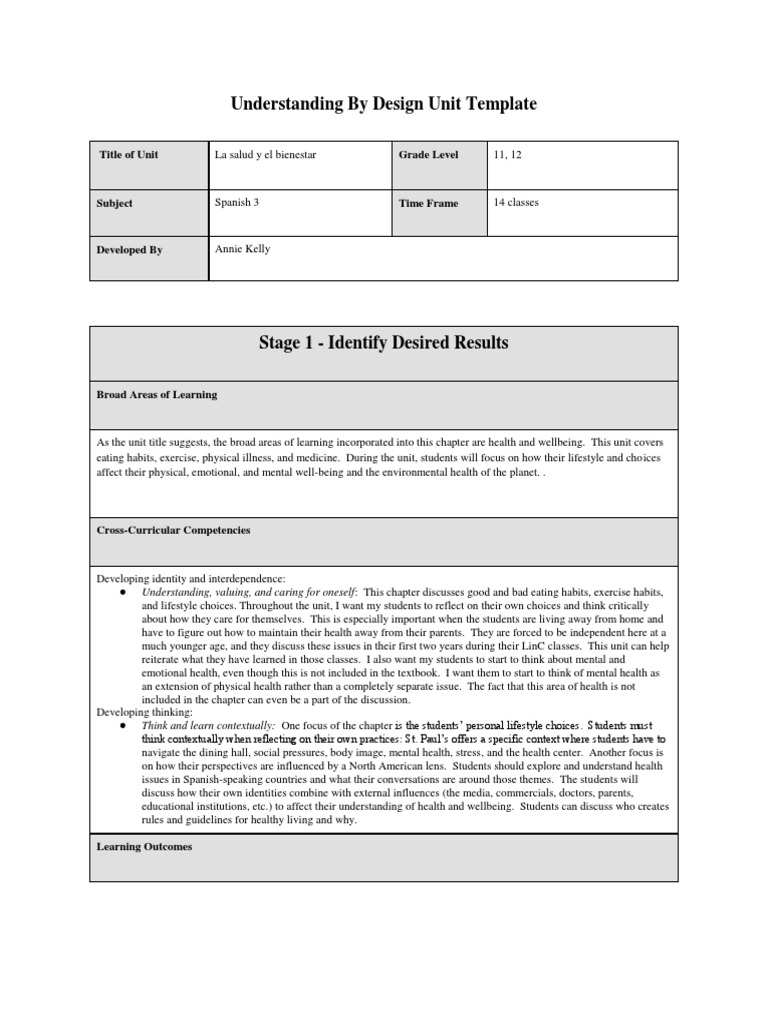 Spanish 3: Health & Wellbeing Unit | PDF | Educational Assessment ...