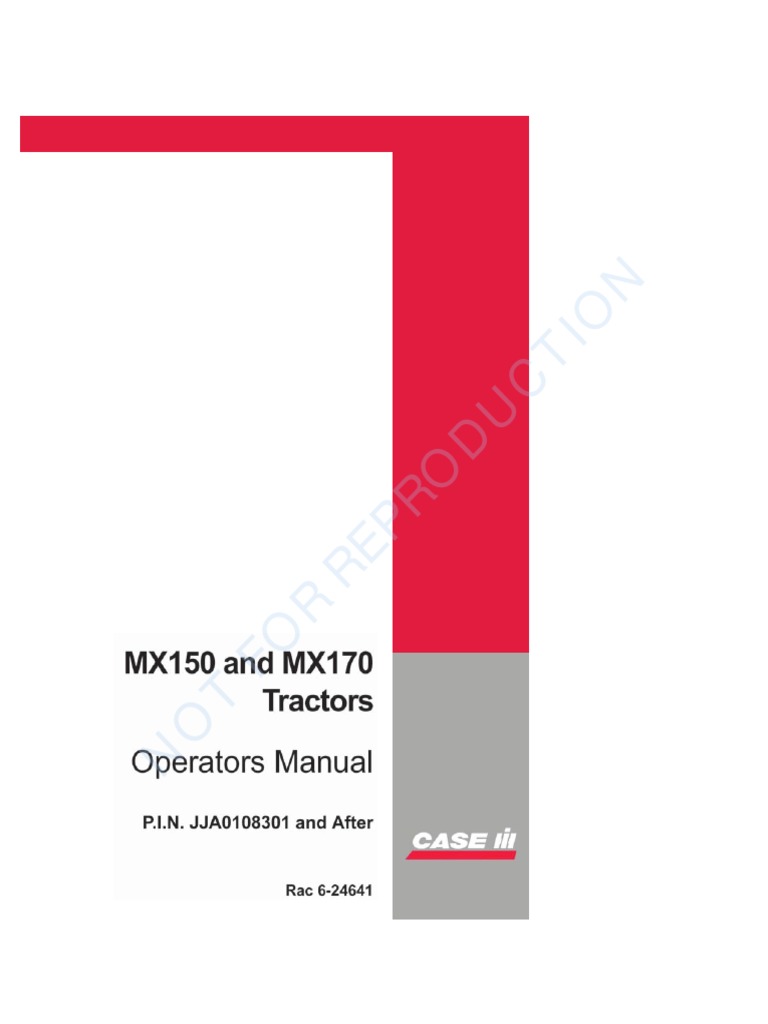 Manual Case MX 170 | PDF