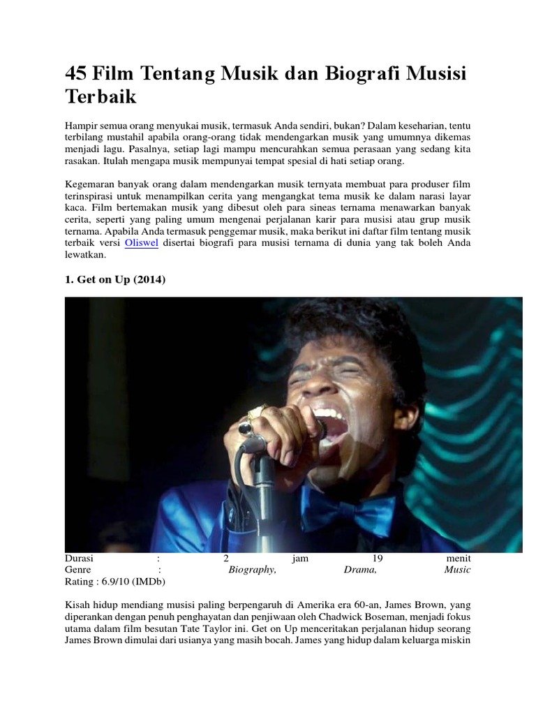 45 Film Tentang Musik Dan Biografi Musisi Terbaik | PDF