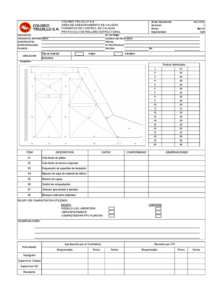 Protocolo de Relleno Estructural QC-C-012 | PDF | Business