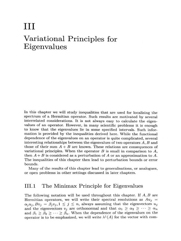 Variationl Principal of Eigenvalues | PDF | Eigenvalues And Eigenvectors | Matrix (Mathematics)