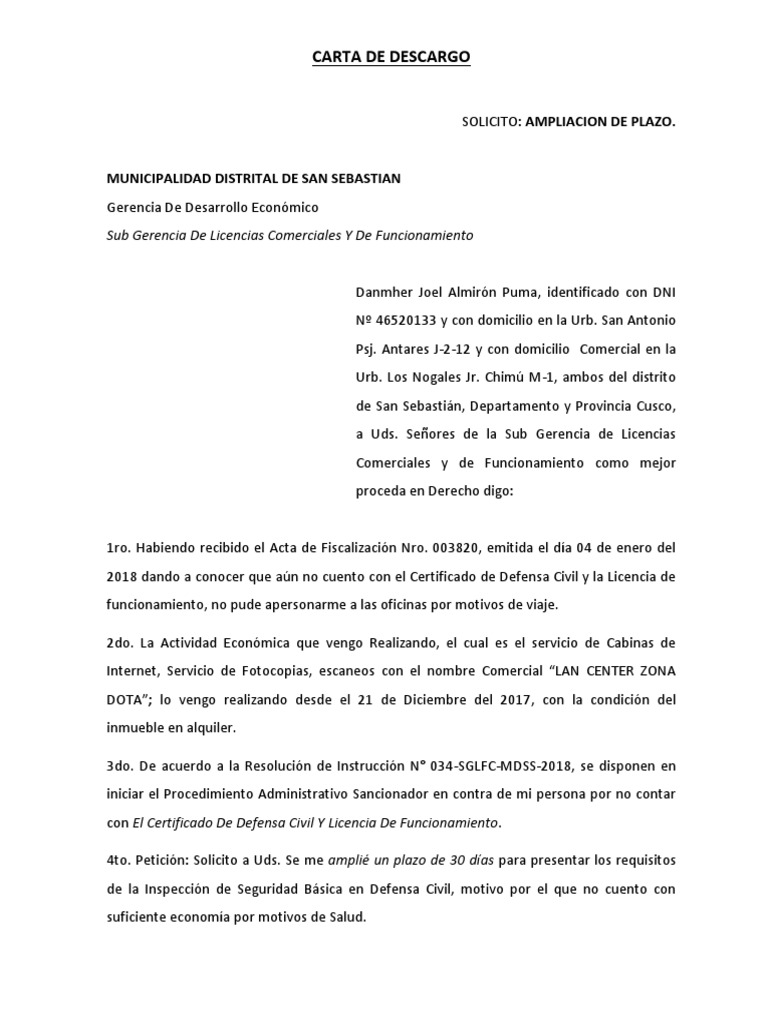 Carta de Descargo | PDF