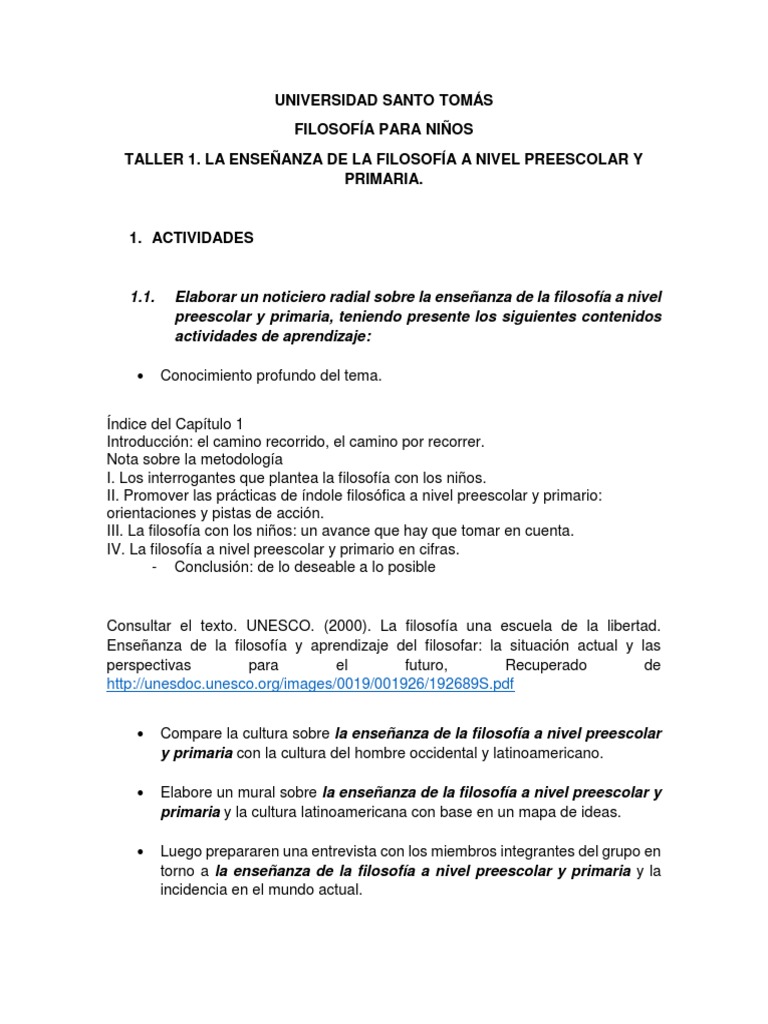 Taller Filosofía Preescolar | Descargar gratis PDF | Jardín de infancia ...