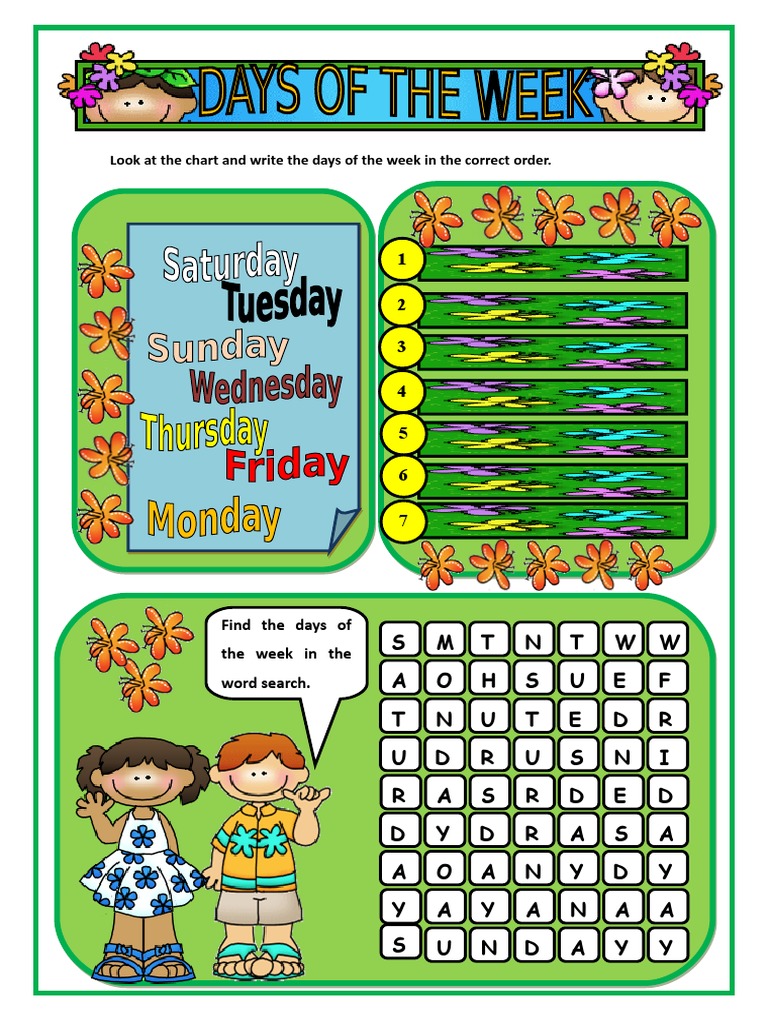 Look at The Chart and Write The Days of The Week in The Correct Order | PDF