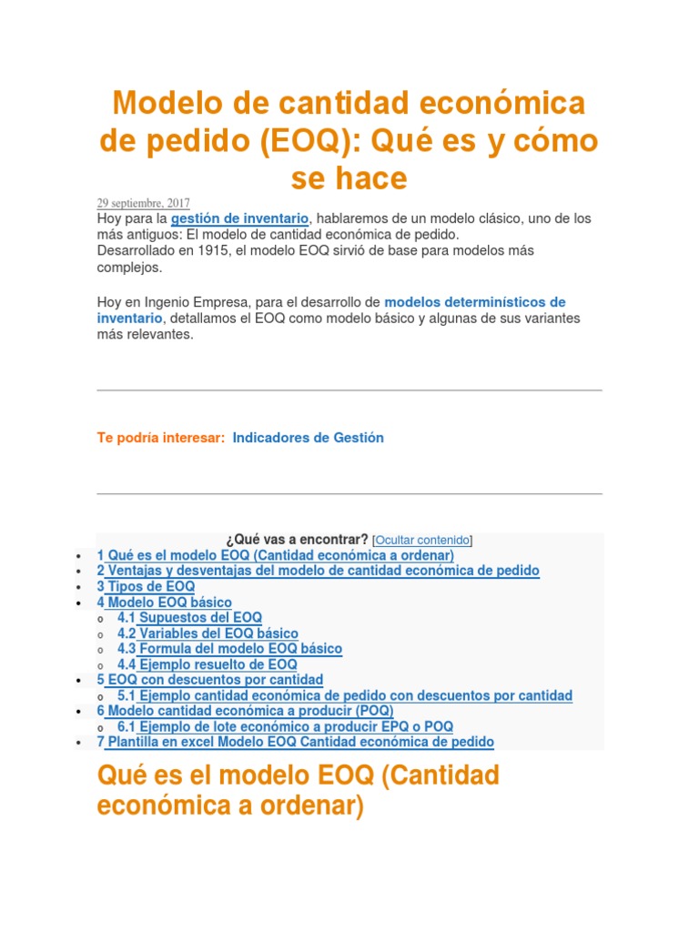 Ejemplo de Costo de Pedido | PDF | Inventario | Business